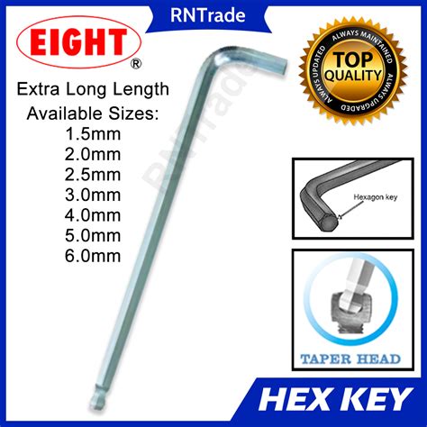 Eight Allen Wrench Hex Key Long Taper Head Chrome Finish 1 5mm 2mm 2 5mm 3mm 4mm 5mm