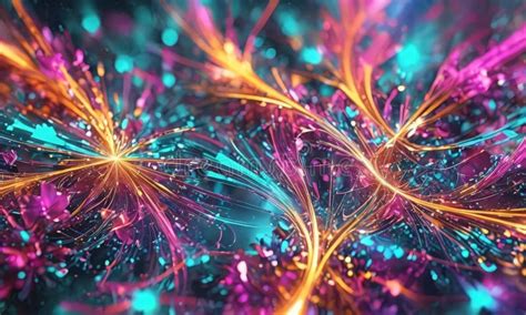 Digital Vibrant Abstract Explosion Multicolored Lights And Shapes Creating Dynamic And