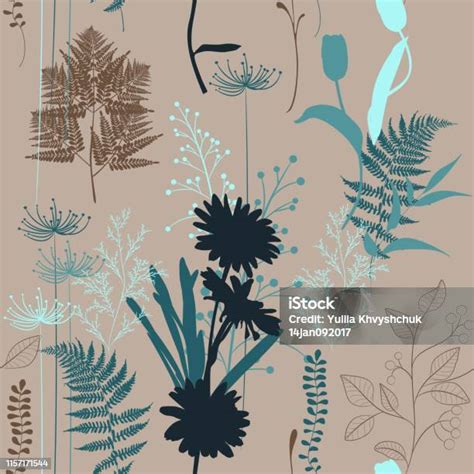 초원 샤모마일스 매끄러운 패턴의 실루엣을 각인 추상 손으로 그린 그림입니다 직물 직물 기념품 포장 및 인사말 카드에 대한 혼합 미디어 아트 워크 0명에 대한 스톡 벡터 아트