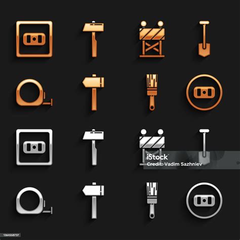 해머 삽 전기 콘센트 페인트 브러시 룰렛 구조 도로 장벽 및 아이콘을 설정합니다 벡터 갈고리 발톱에 대한 스톡 벡터 아트 및 기타 이미지 Istock
