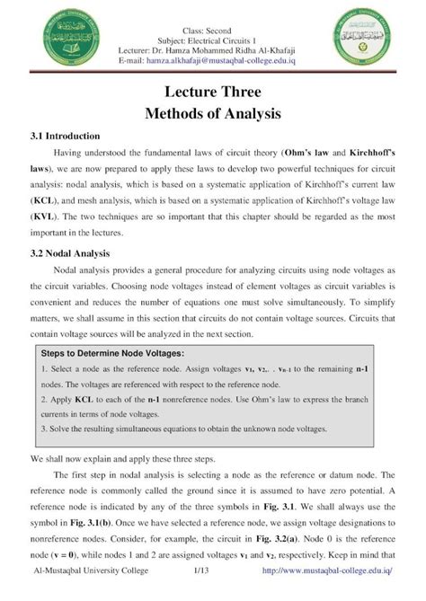 Pdf Lecture Three Methods Of Analysis 3lecture Three Methods Of Analysis 31 Introduction