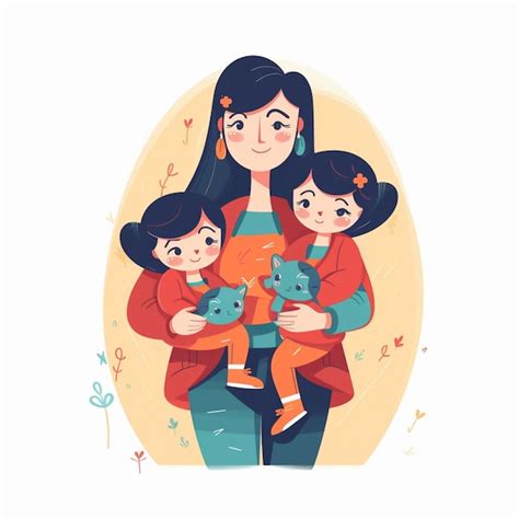 Premium Photo An Illustration Of A Mother And Her Two Daughters
