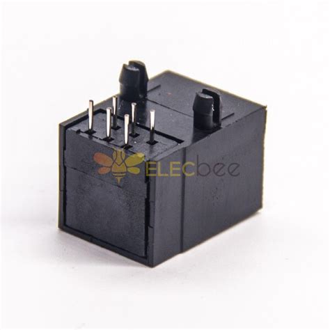 Elecbee Rj45 To Ethernet Black Plastic Unshielded Socket 90 Degree Dip Type Pcb Mount