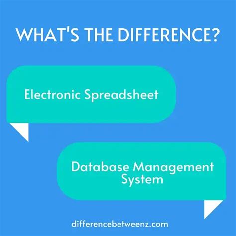 Difference Between Electronic Spreadsheet And Database Management System Difference Betweenz