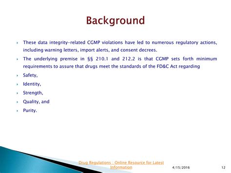 Presentation On Us Fda Data Integrity Guidance Ppt