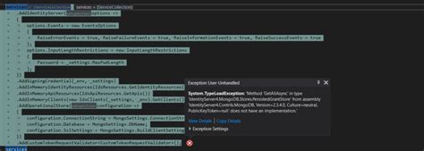 identityserver4 4 0 4 doesn t work with identityserver4 contrib mongodb