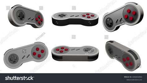 Set Retro Game Controllers 3d Illustration Stock Illustration 2242032901 Shutterstock