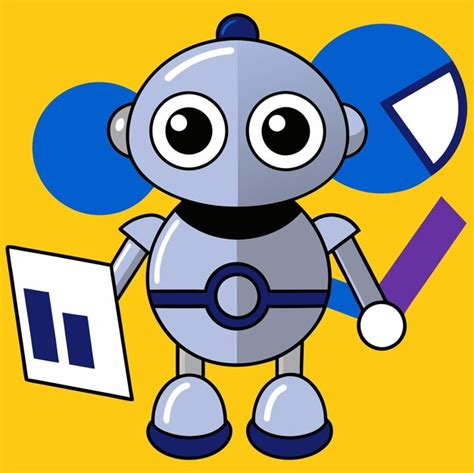 A Cute Robot Analyzing Data Charts And Graphs Premium Ai Generated Vector