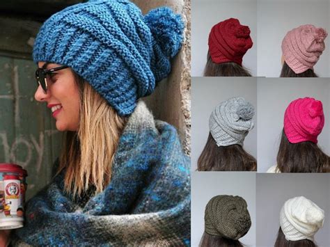 Beanies 17 Different Colors Knitted Beanie Hat For Women Slouchy