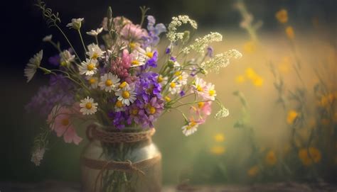 Premium Ai Image A Bunch Of Weeds In A Vase In The Garden Bokeh Or