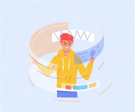 Premium Vector Young Programmer Concentrated At Working Project Developing Programming And