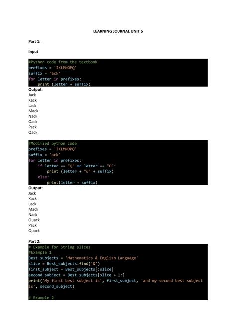 Learning Journal Unit 5 Learning Journal Unit 5 Part 1 Input Python Code From The Textbook