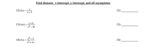 Solved Find Domain X Intercept Y Intercept And All