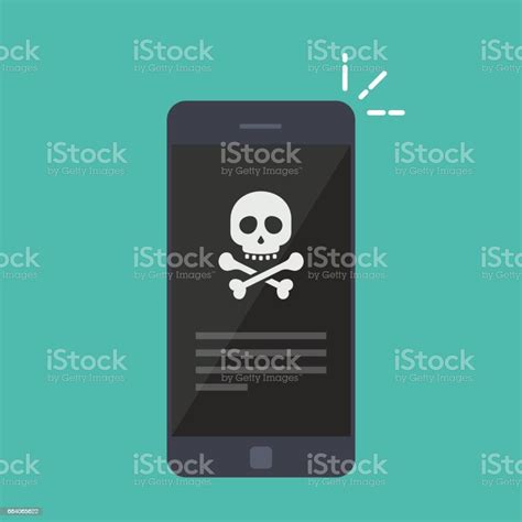 깨진된 스마트폰입니다 스마트폰 악성 코드 알림입니다 바이러스 악성 응용 프로그램 스팸 보고 또는 휴대 전화를 해킹 인터넷 연결 오류 보안 위험입니다 평면 벡터 일러스트입니다