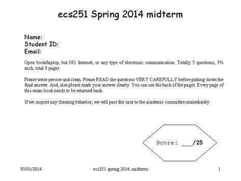 Ecs Spring Midterm Name Babe ID