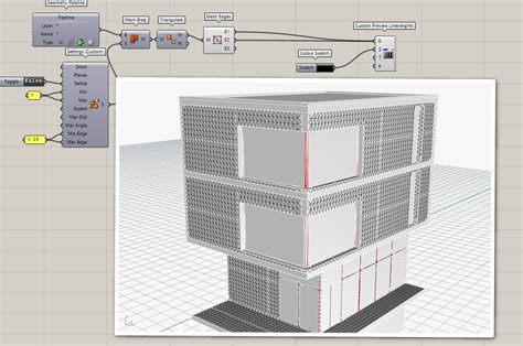 mesh complex geometry of building continously with same appearance