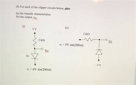 Solved 4 For Each Of The Clipper Circuits Below Plot A