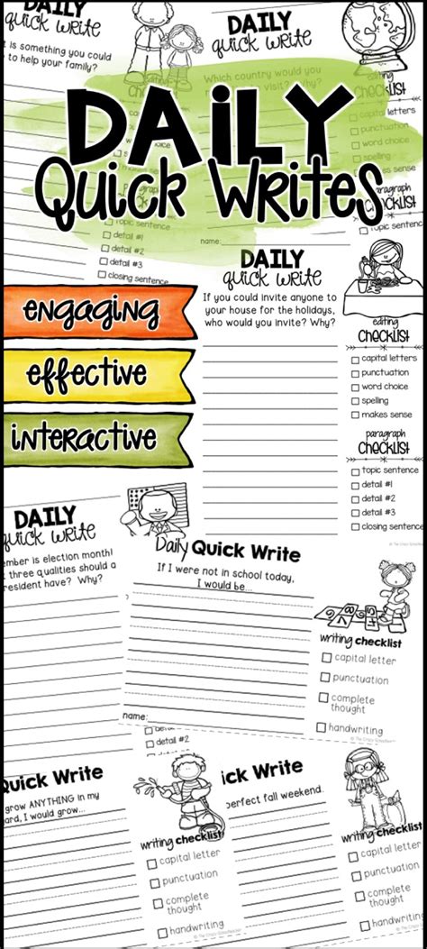Daily Quick Writes Elementary Writing Third Grade Writing Writing