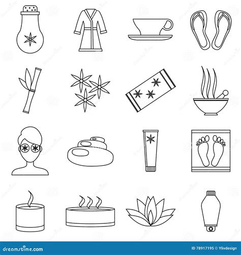 Spa Icons Set Outline Style Stock Vector Illustration Of Candle