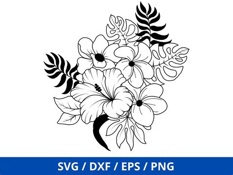 Hibiscus Svg Hawaiian Flower Svg Tropical Flower Svg Tropical Flower