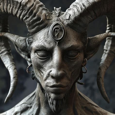Premium Photo A Statue Of A Man With Horns