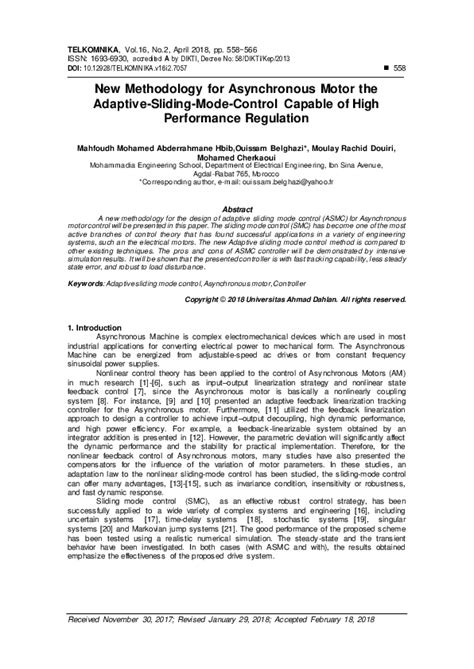 Pdf New Methodology For Asynchronous Motor The Adaptive Sliding Mode