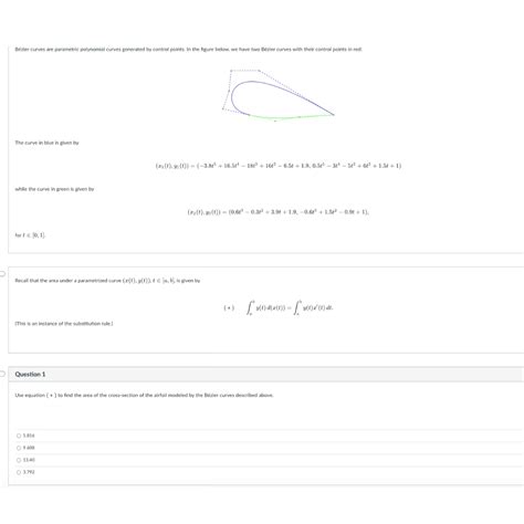 Solved Bézier Curves Are Parametric Polynomial Curves