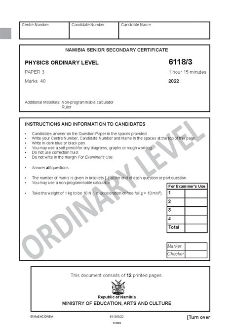 Nssco Physics Paper 1 6118 1 First Proof 11 6118 1 Namibia Senior Secondary Certificate
