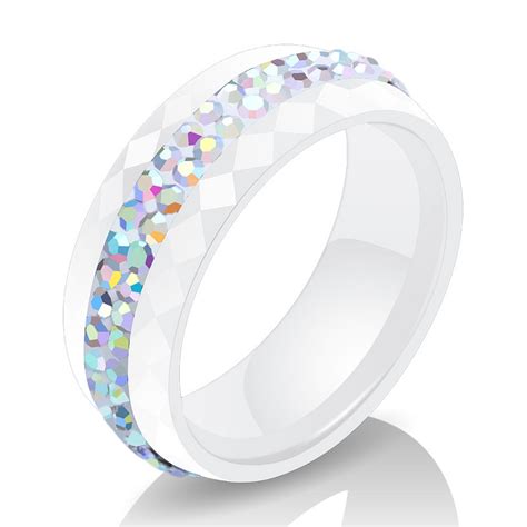 Badu Bg Висококачествени дамски бижута Пръстен на едро Черен и бял прост стил Удобни кристални