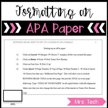 How To Format An APA Paper By MrsTech TPT