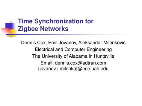 Ppt Time Synchronization For Zigbee Networks Powerpoint Presentation Id765665