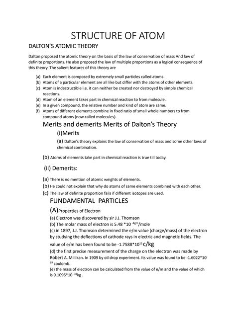 SOLUTION STRUCTURE OF ATOM Full Detailed Notes Studypool