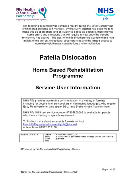 Patella Dislocation English Pdf Physical Therapy Knee