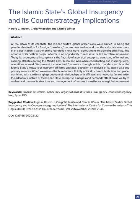 Pdf The Islamic States Global Insurgency And Its Counterstrategy
