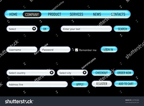 Website Design Set On A Black Consist Of Menu Royalty Free Stock