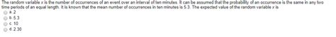Solved The Random Variable X Is The Number Of Occurrences Of