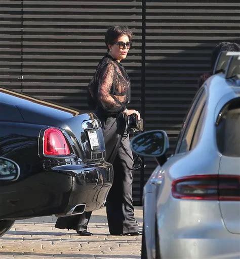 Bold Kris Jenner 61 Flashes Lacy Bra In Totally See Through Top At