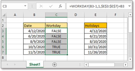Excel Formula Check If Date Is Workday
