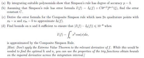 Solved A By Integrating Suitable Polynomials Show That