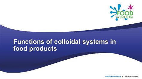 Functions Of Colloidal Systems In Food Products