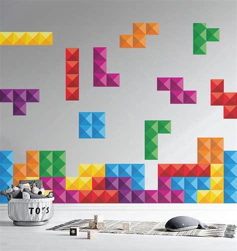 Tetris Wall Decal Tetris Game Wall Sticker Puzzle Video Game Wallpaper