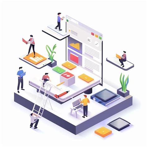 Ui And Ux Designer Isometric Composition Premium Ai Generated Image