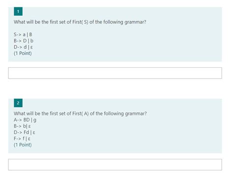 Solved What Will Be The First Set Of First S Of The Chegg Com