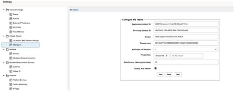 Configuring Ms Teams Settings In Operations Monitor User Interface