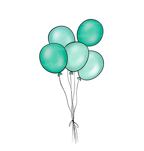 Balloons Png Turquoise Balloons Clip Art Birthday Clipart Digital