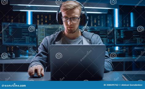 Portrait Of Software Developer Hacker Gamer Wearing Glasses And