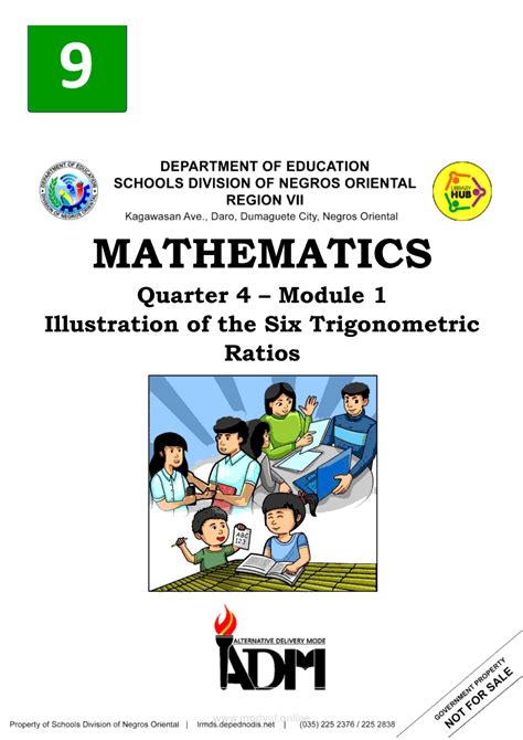 Mathematics Quarter 4 Module 1 Illustration Of The Six Trigonometric Ratios Grade 9 Modules