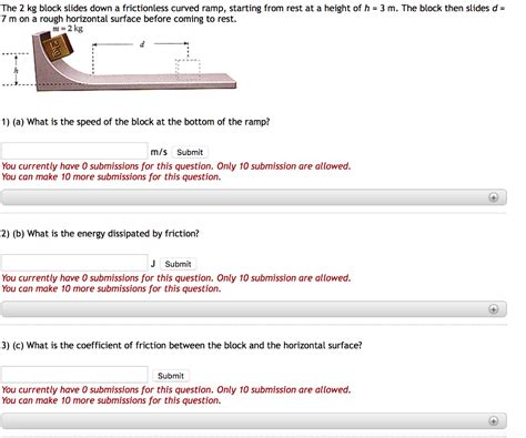 Solved The Kg Block Slides Down A Frictionless Curved Chegg