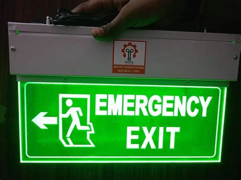 White Green Red Exit Signage With Battery Backup At Piece In New Delhi