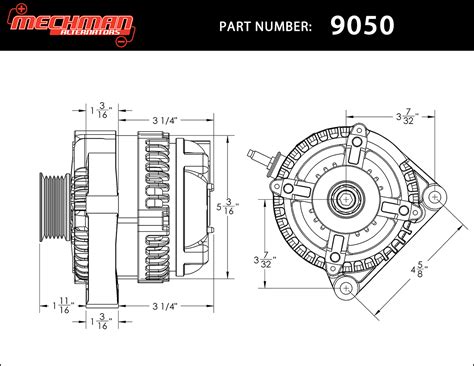 Mechman High Output Alternator Technical Drawings